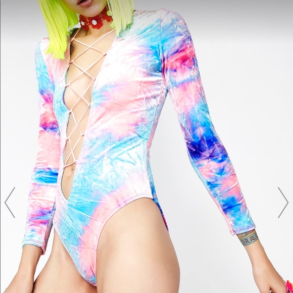 Dolls Kill | Tops | J Valentine Tie Dye Velvet Bodysuit Dolls Kill | Poshmark